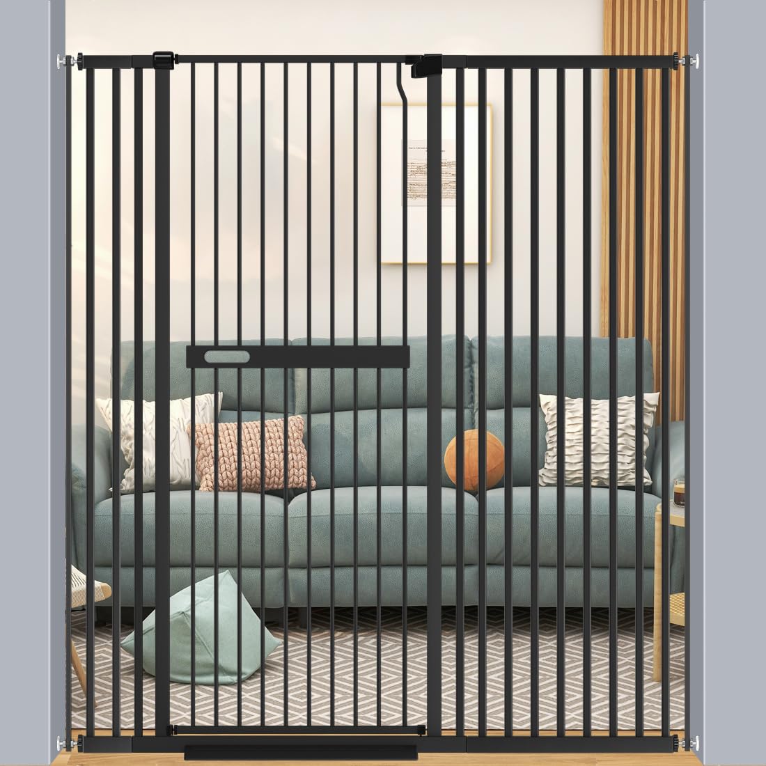 UVIPC 61.02" Extra Tall Cat Gate Wide Pressure Mounted Tall Gate Metal ...