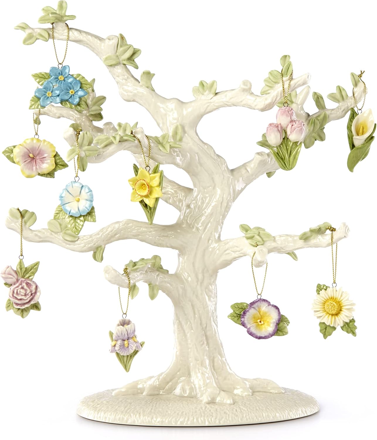 Amazon.com: Lenox Celebrate Flowers 10-Piece Ornament & Tree Set, 6.35 ...