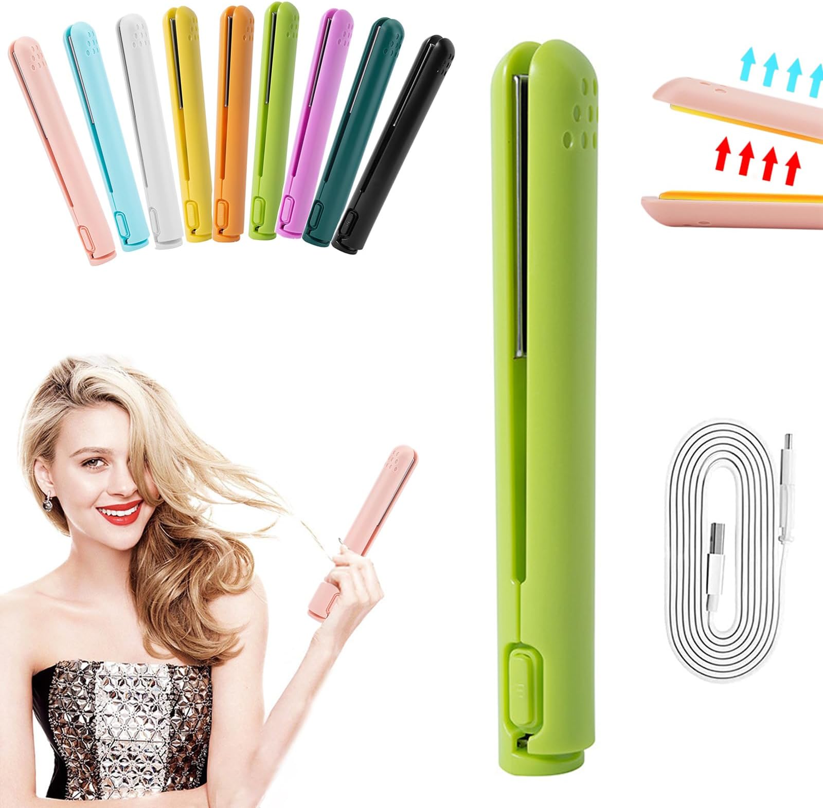 Amazon.com : 2-in-1 Mini Curling Wand Flat Iron Hair Straightener ...