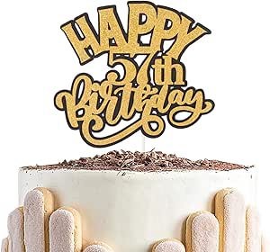 Glitter Happy 57th Birthday Cake Topper - 57 Fifty-Seven Years Old ...