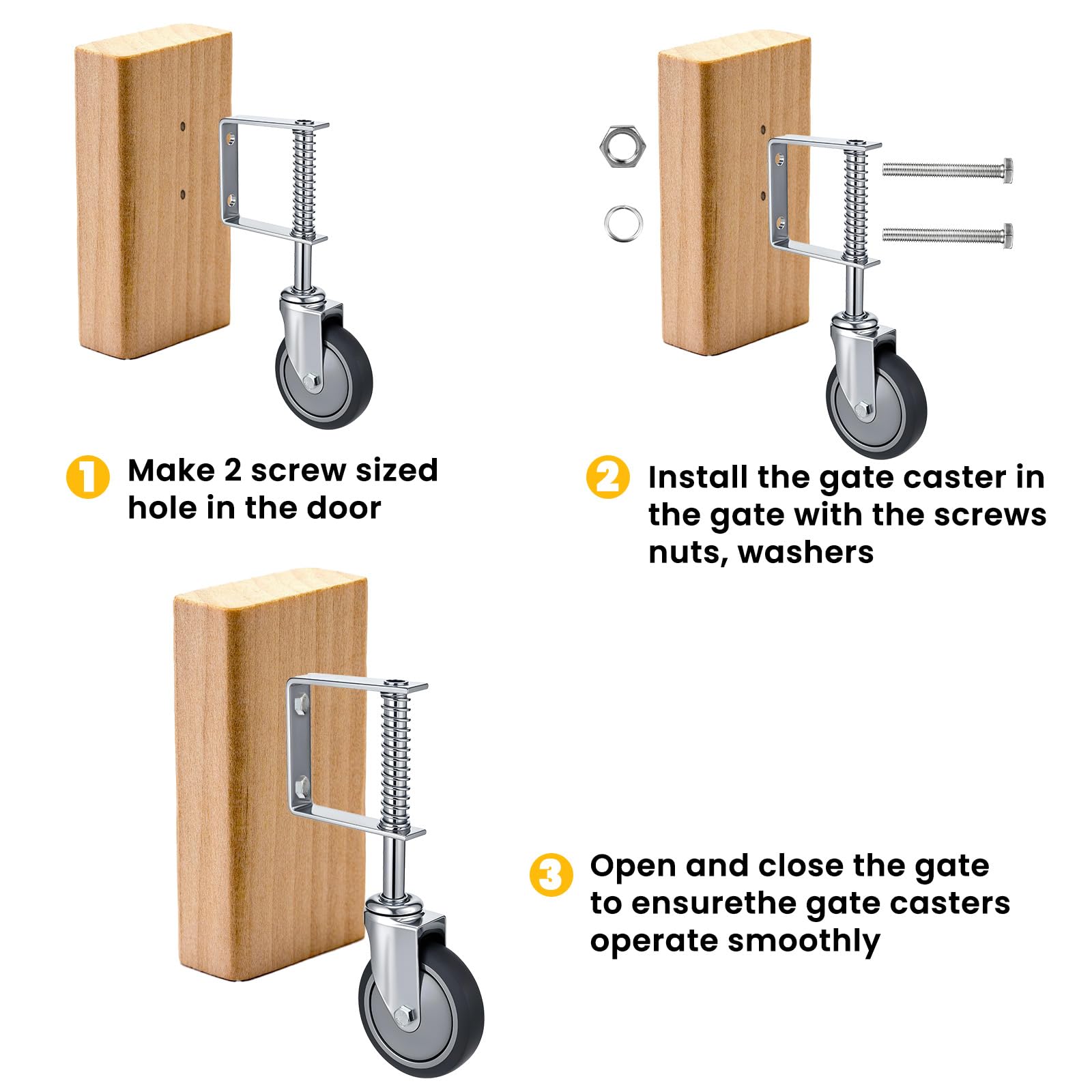 Snapklik.com : 2 Packs Heavy Duty Gate Wheel Spring-Loaded Gate Casters