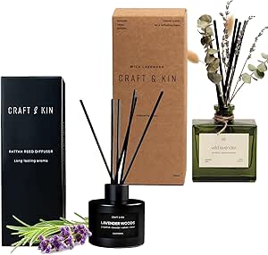 Amazon.com: Craft & Kin Lavender Reed Diffuser Set With Dried Flowers ...