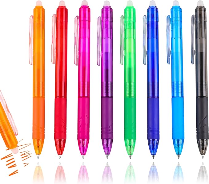 Amazon.com: RIANCY Erasable Gel Pens Clicker 8 Colors Retractable ...