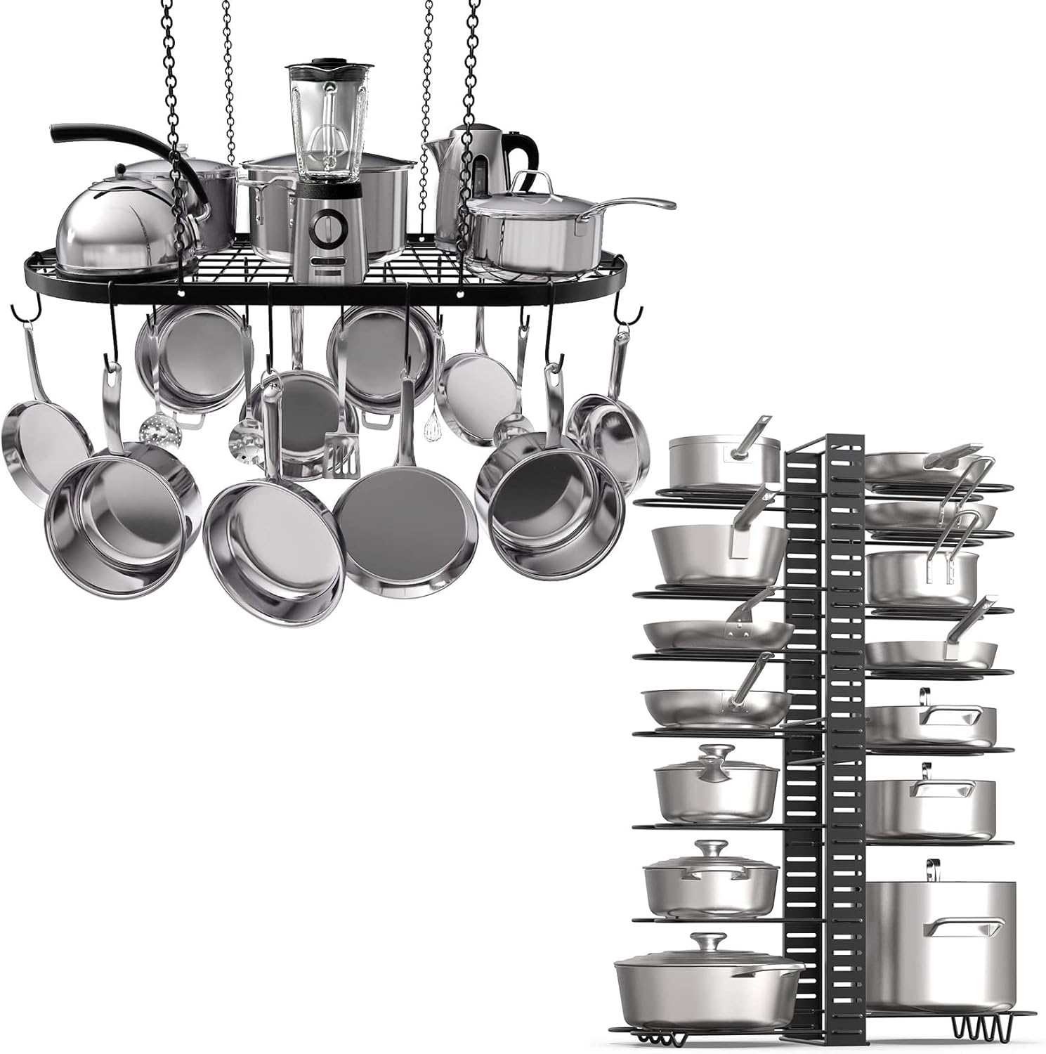 Amazon.com: Expandable Pot Rack Organizer with 4 DIY Storage Positions ...