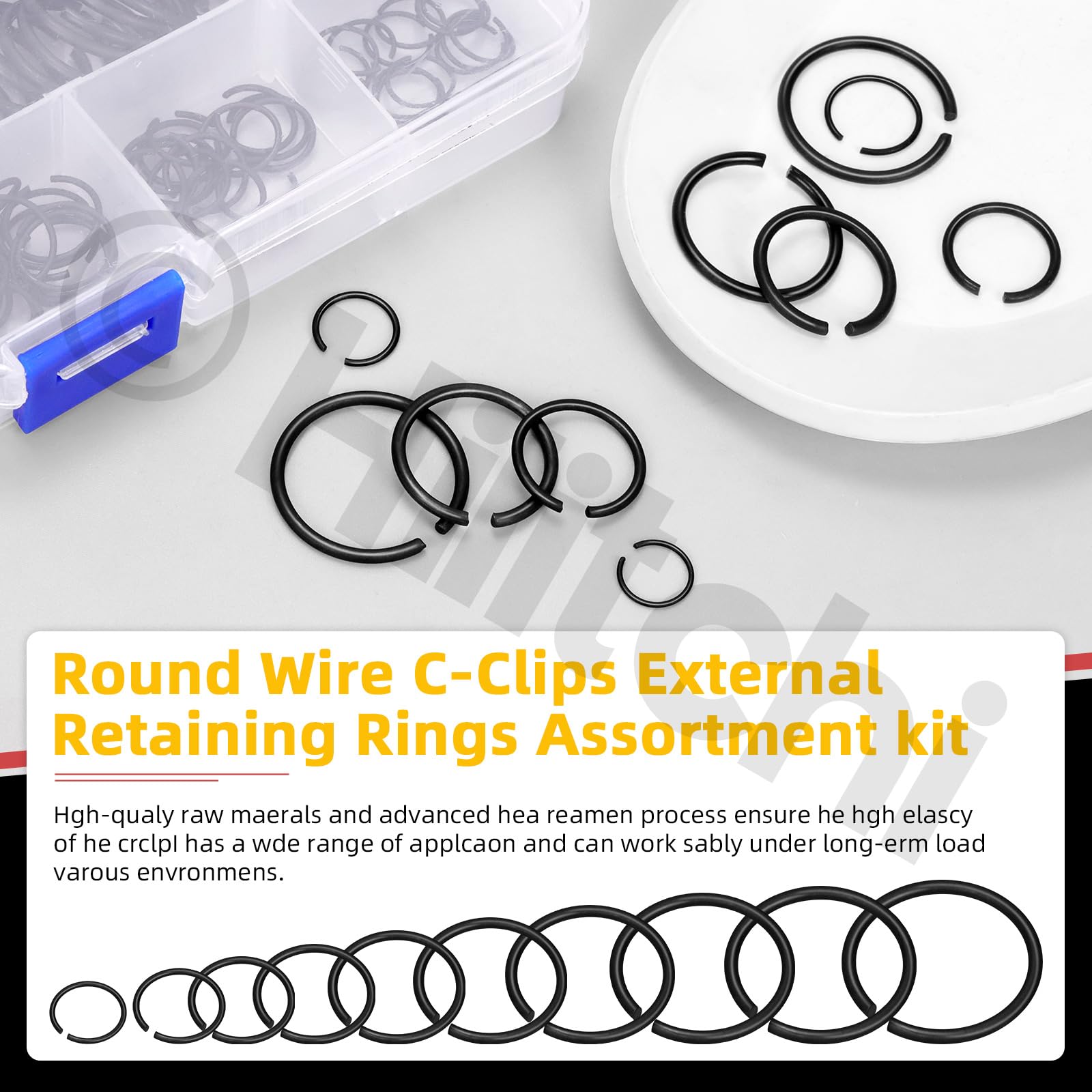 Snapklik.com : 150PCS Round Wire C-Clips 10 Sizes GB895.2 Retainer Clip ...
