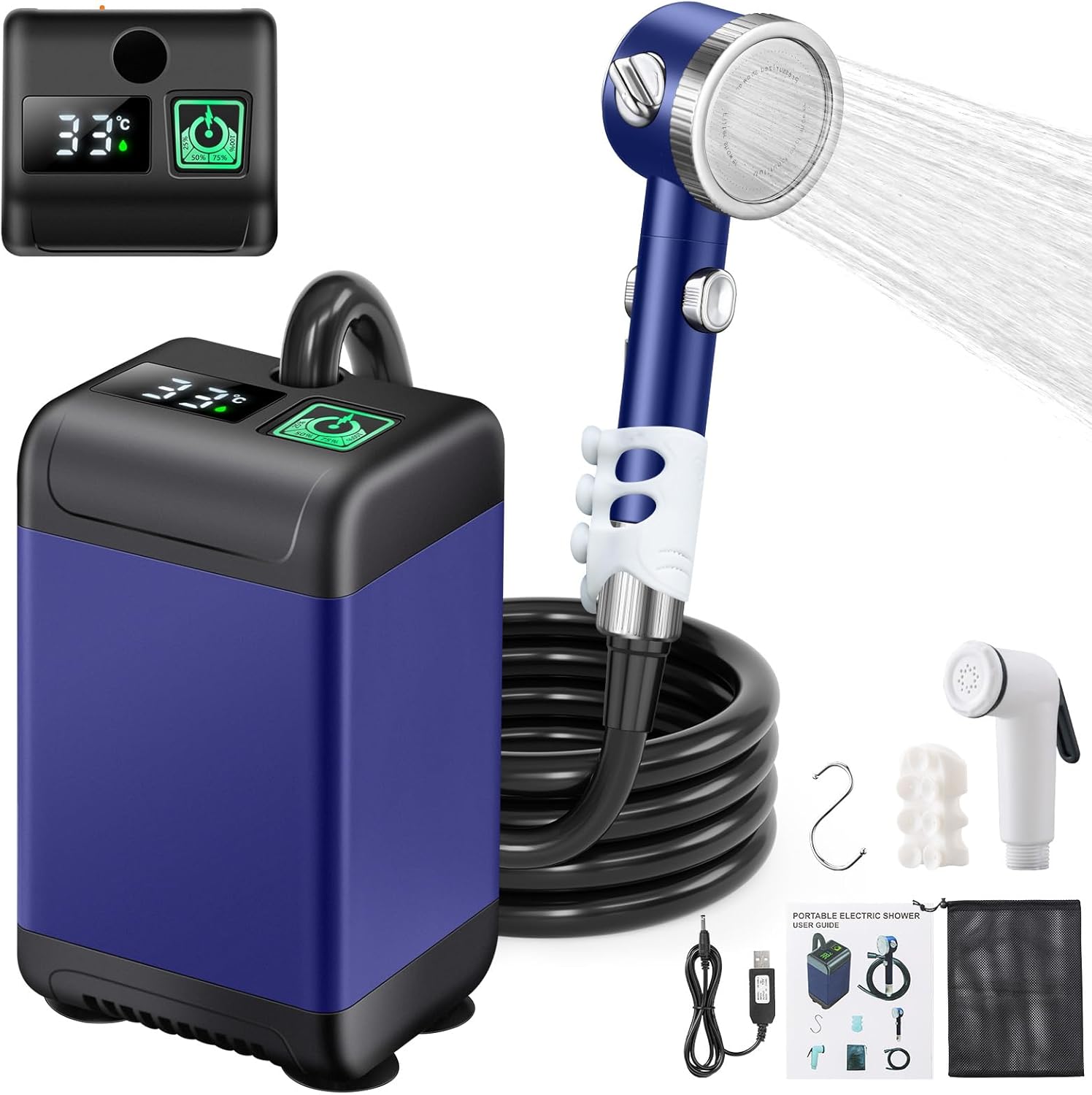 Amazon.com : Portable Shower for Camping, 6000mAh Rechargeable Electric ...