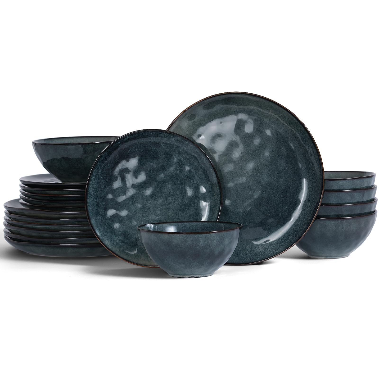 Amazon.com | Famiware Ocean Round Plates and Bowls Set, 18 Pieces ...