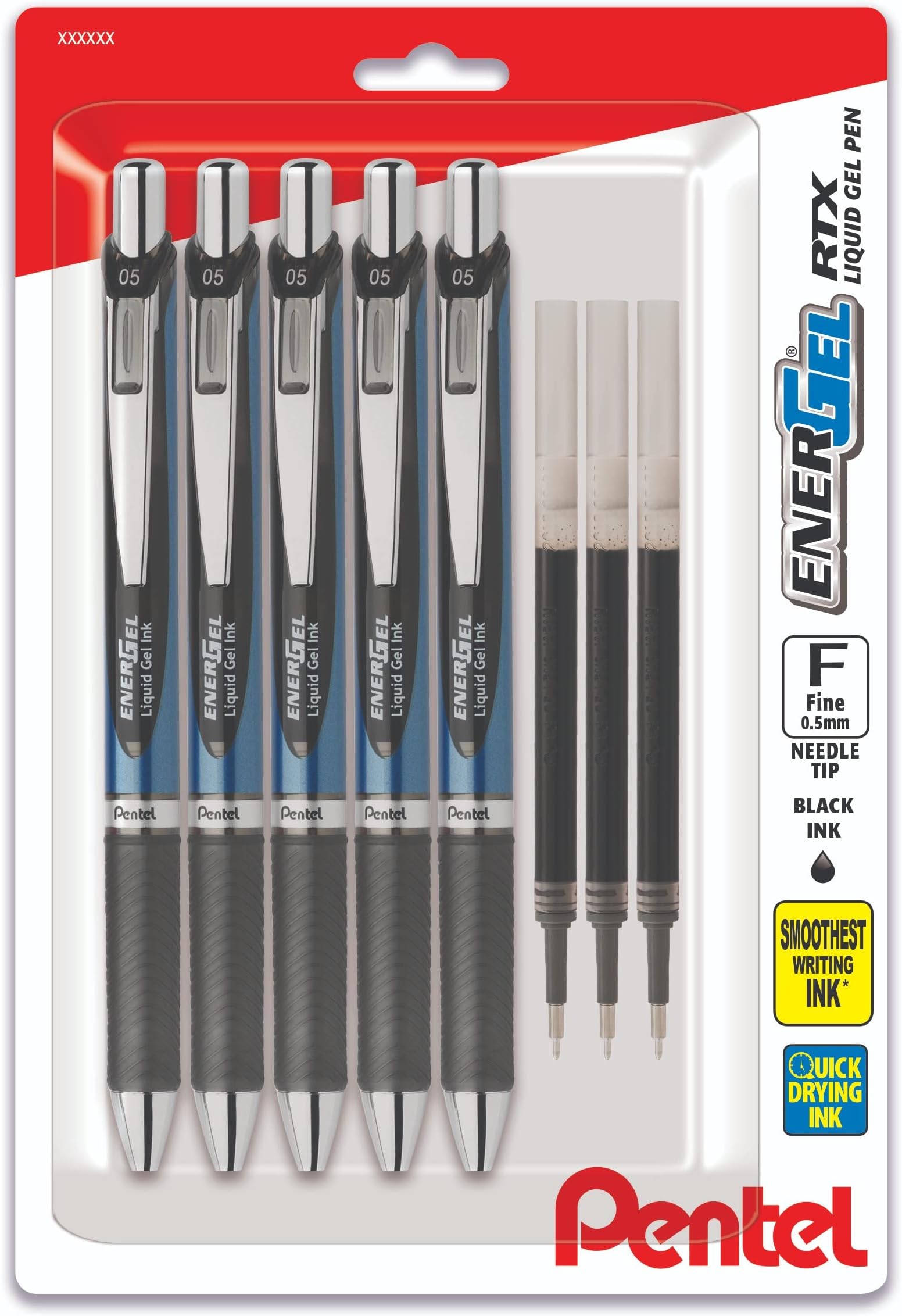 Amazon.com: Pentel Energel 0.5 mm Needle Tip Pens - Energel RTX Retractable Liquid Gel Pen Set ...