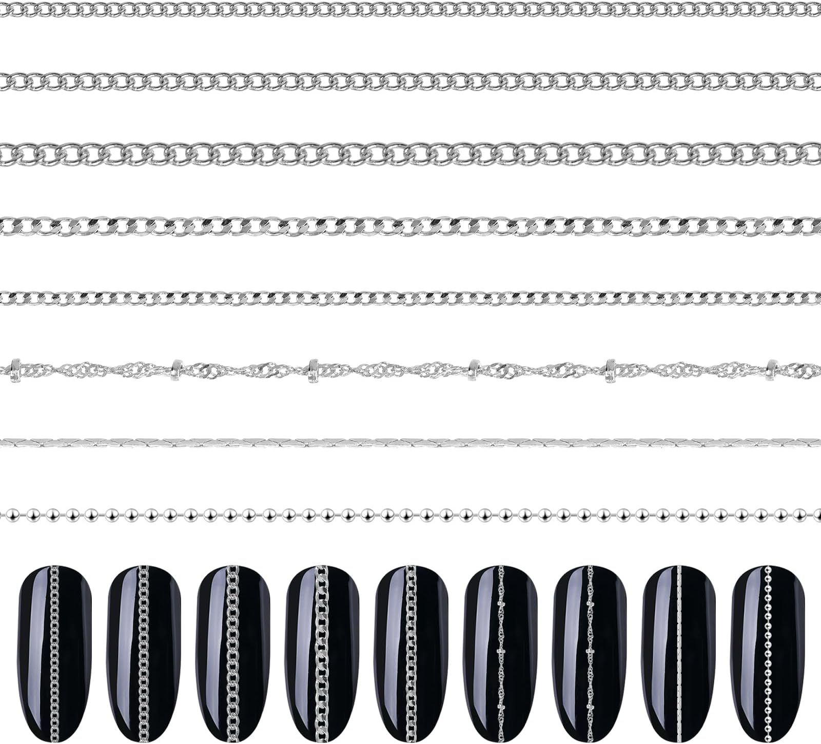 Amazon.com: Nail Rhinestones Chain Gold Silver Pearl AB Colors Crystal ...