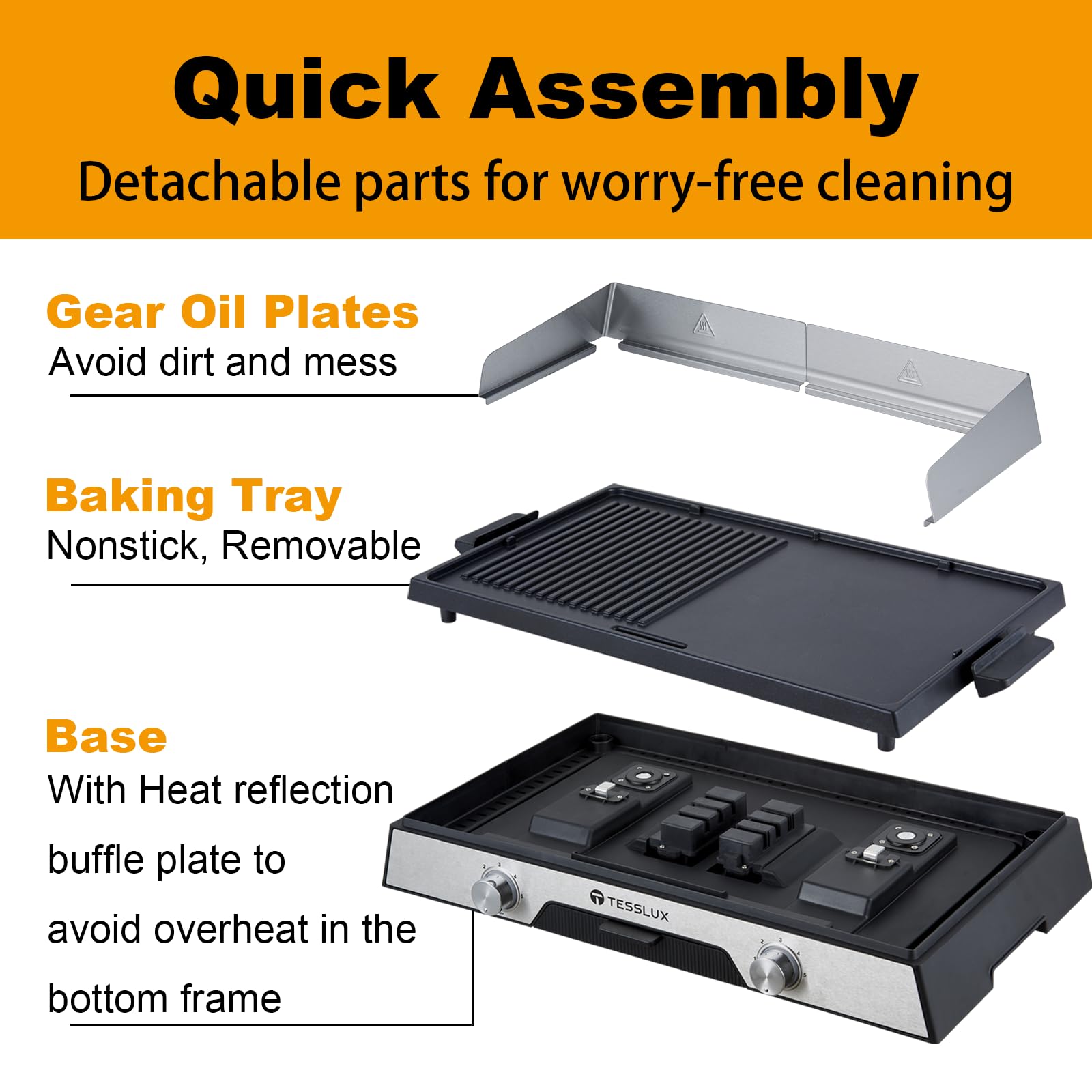 Snapklik.com : Tesslux XL Electric Indoor Grill, 20” Non-stick Griddle ...