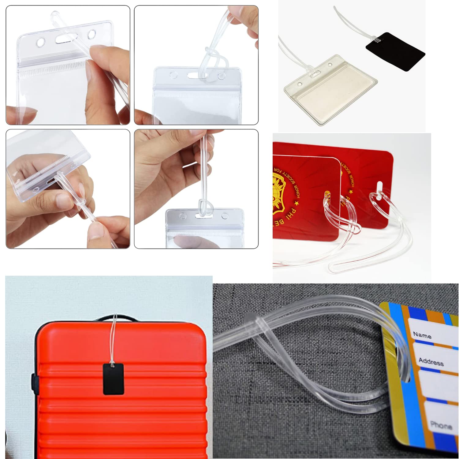 Snapklik.com : 30PCS Clear Plastic Luggage Name Tag Straps Transparent ...