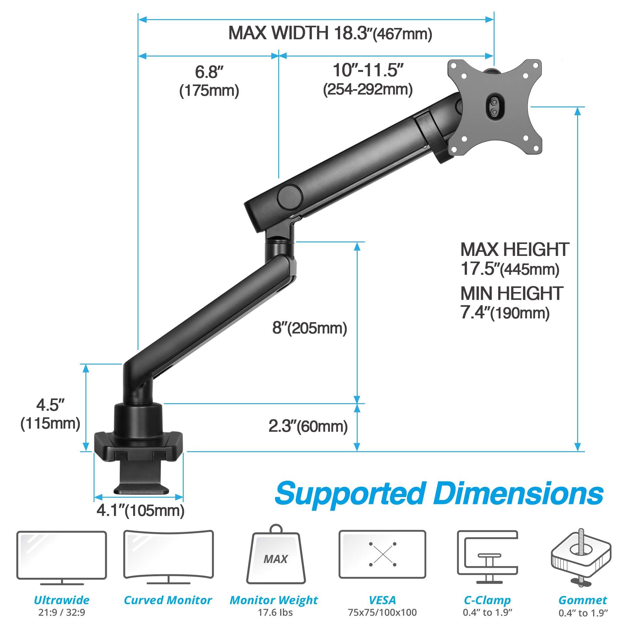 Buy AVLT Dual 13"-32" Monitor Arm Desk Mount fits Two Flat/Curved ...