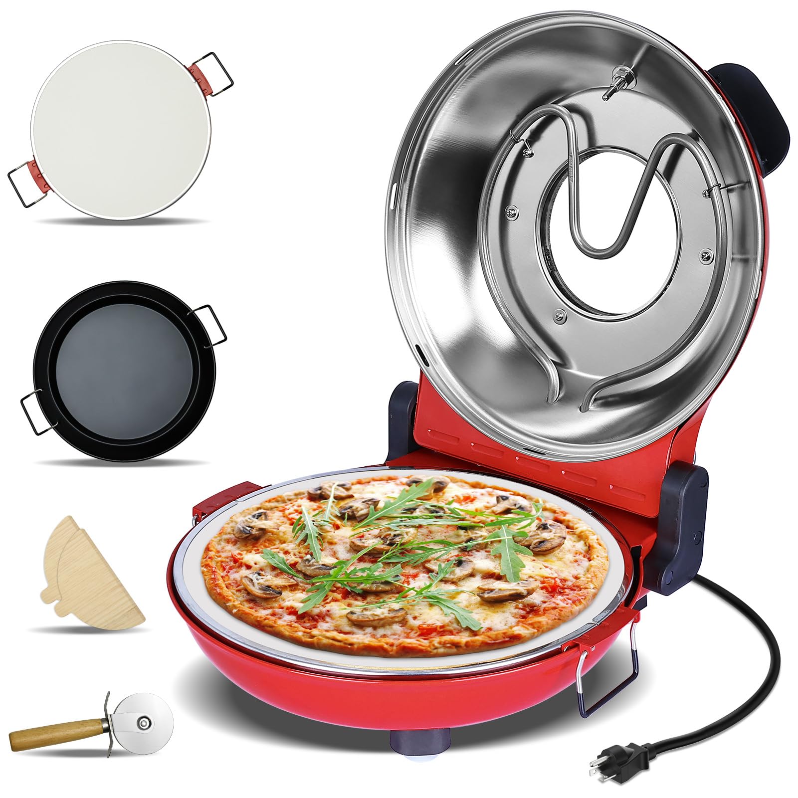 Amazon.com: Upgrade Davivy 12" Indoor Electric Pizza Oven with Timer ...