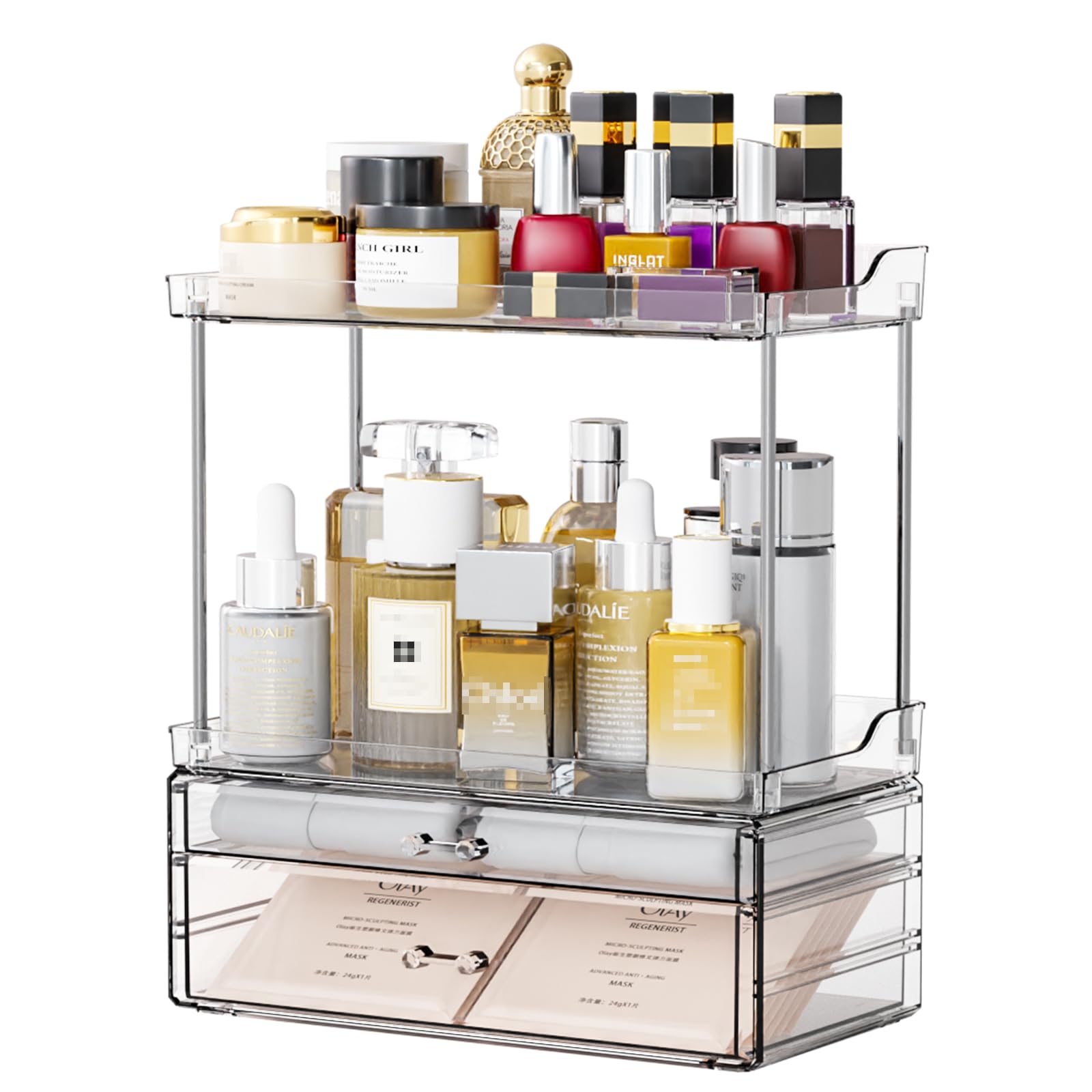 Amazon.com: Yieach 2 Pack Clear Makeup Organizer Countertop - Stackable ...