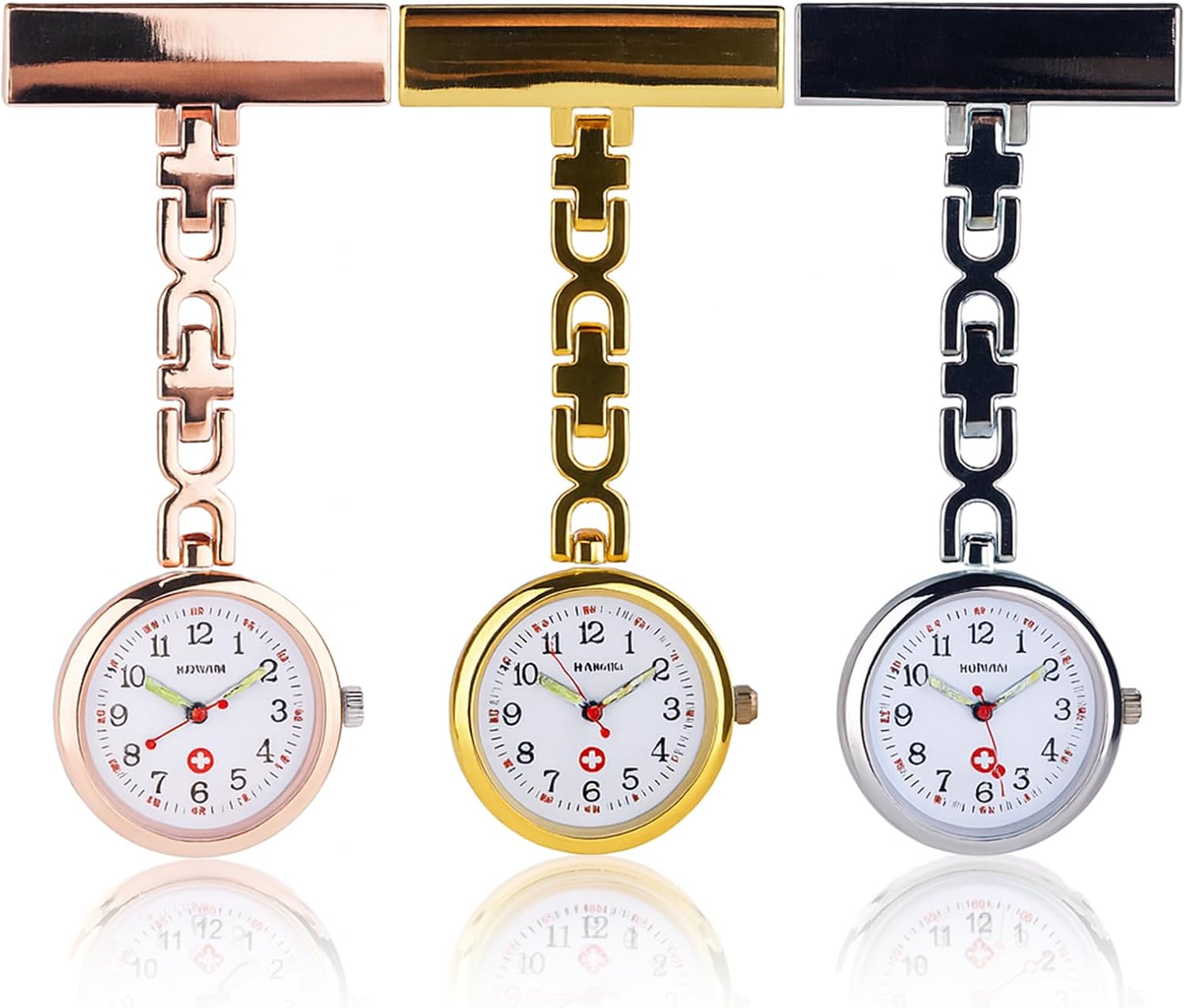 3PCS Nurse Watch Silver/Rose Gold/Gold Fob Watch for Nurses and Doctors ...