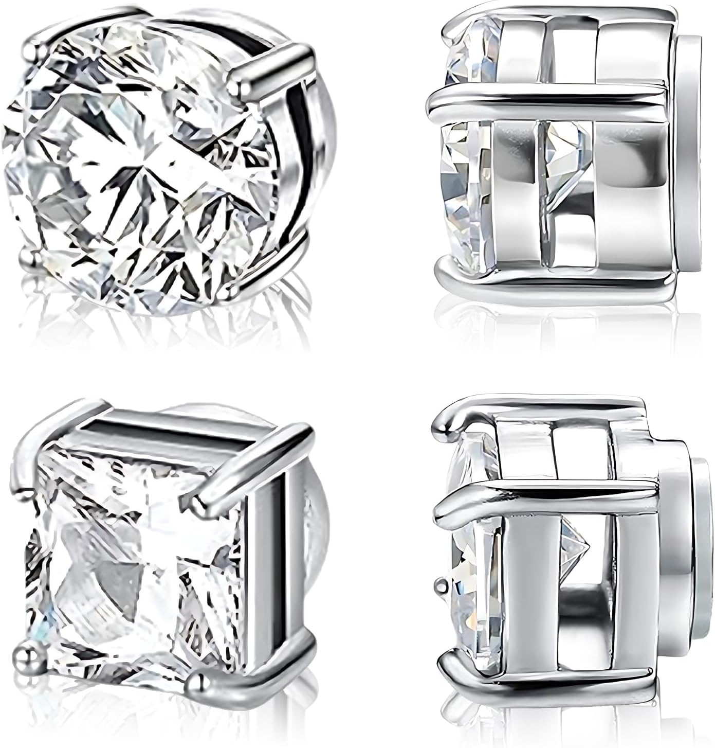 Magnetic Earring Studs, 2 Pairs Stainless Steel Magnetic Stud Earrings ...