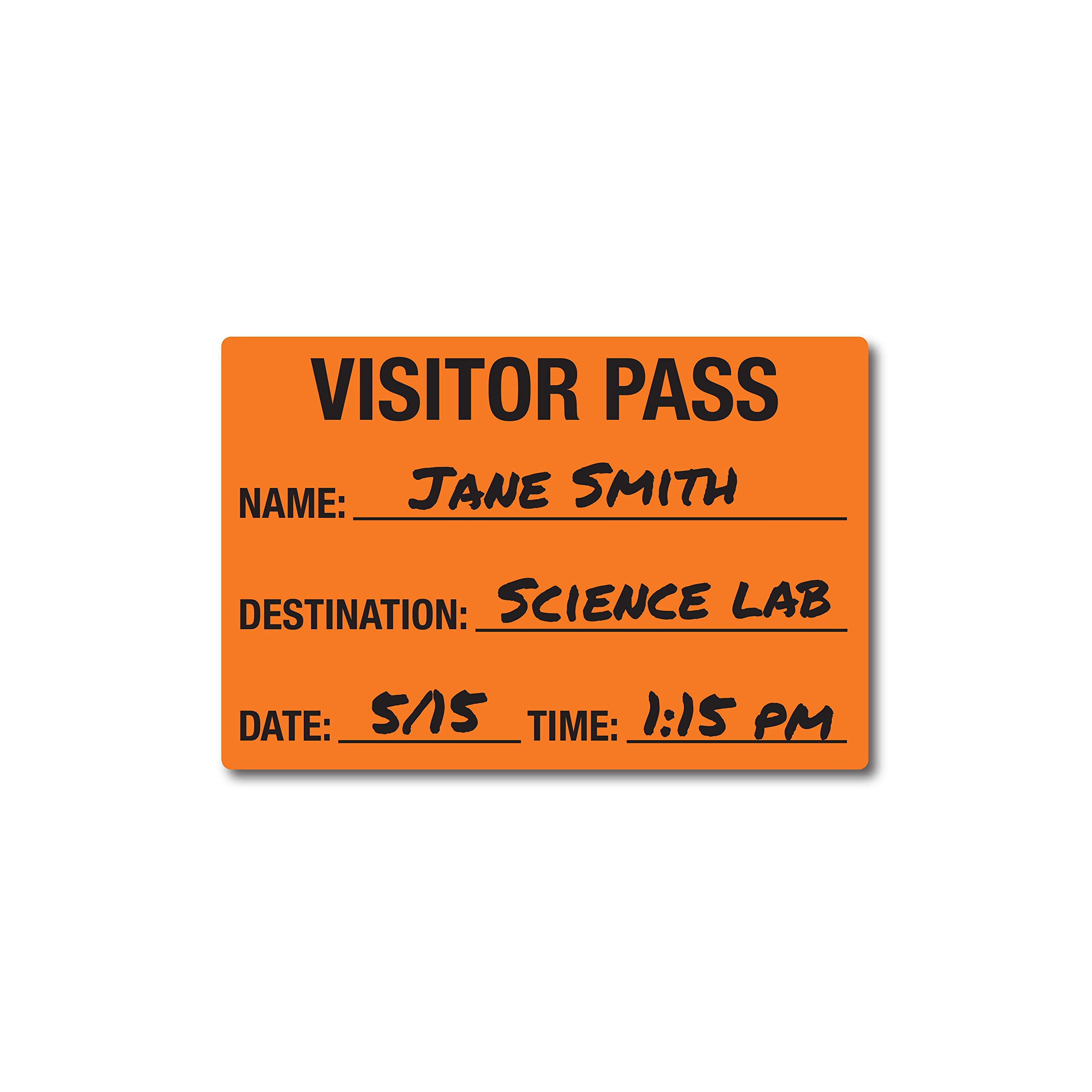 Snapklik.com : Orange Visitor Pass / 500 Fluorescent Orange Visitor ...