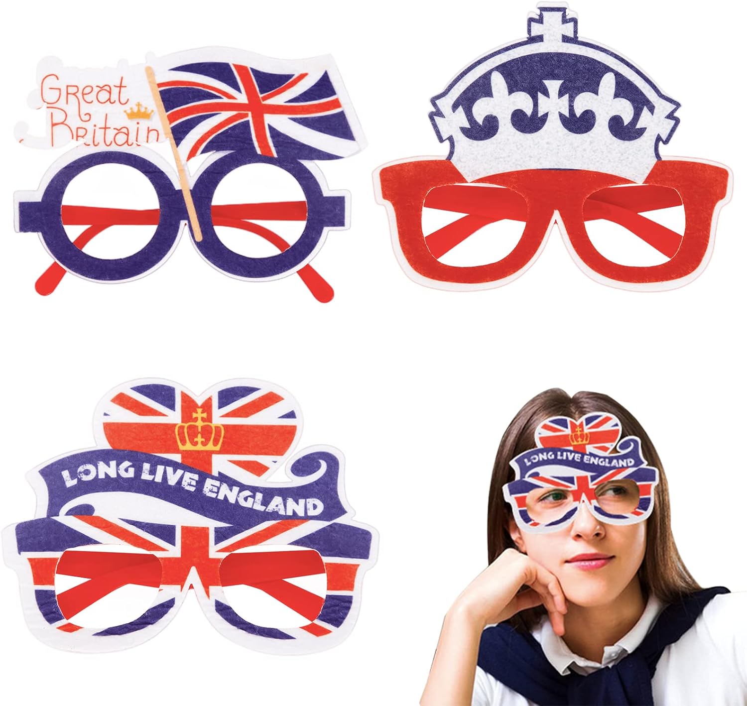 POPOYU 3 Packs Fun Glasses Union Jack Coronation Decorations 2023,King ...