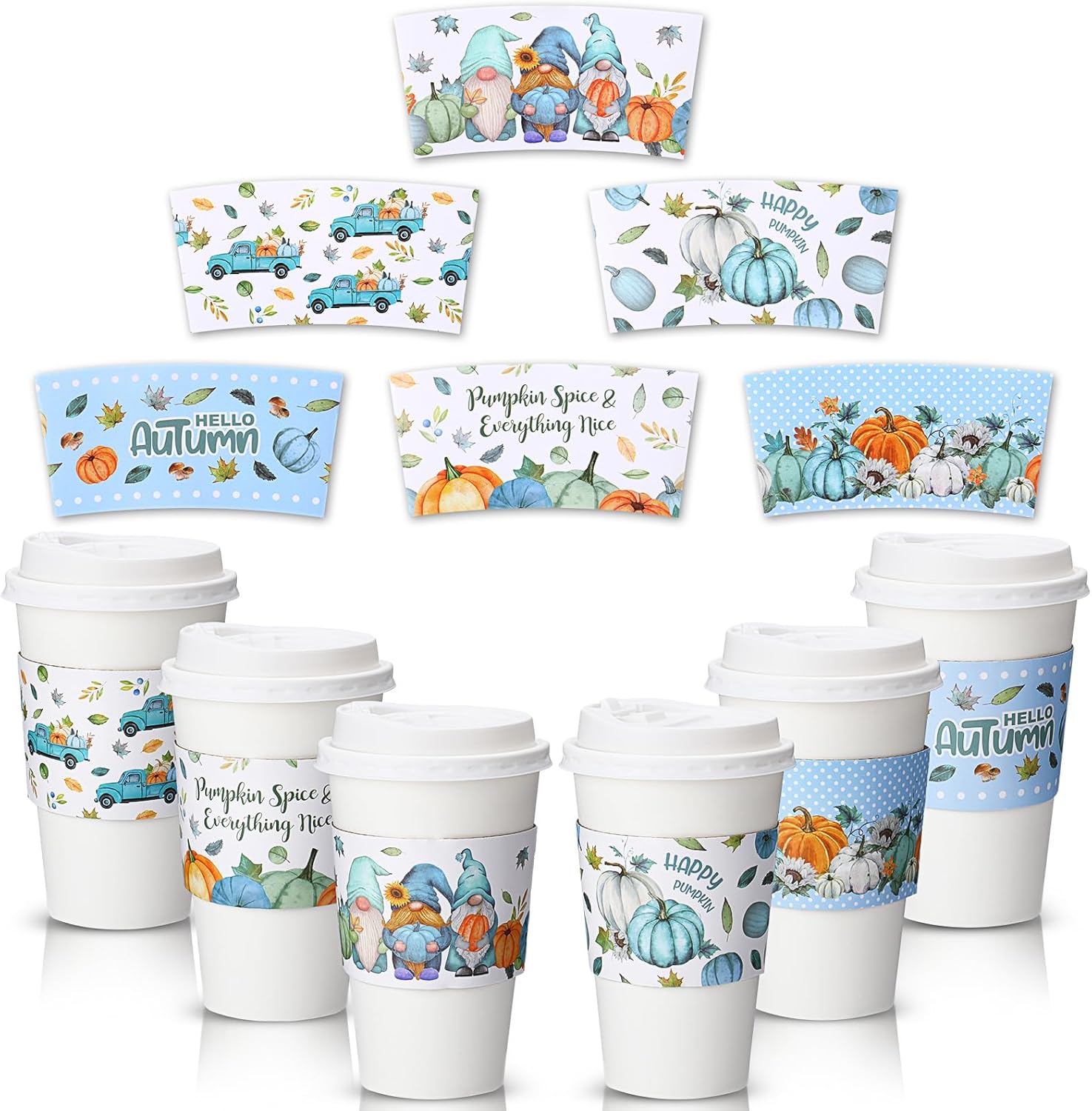 Amazon.com: Harloon 120 Pieces Fall Coffee Cup Sleeves Bulk Fall Coffee ...