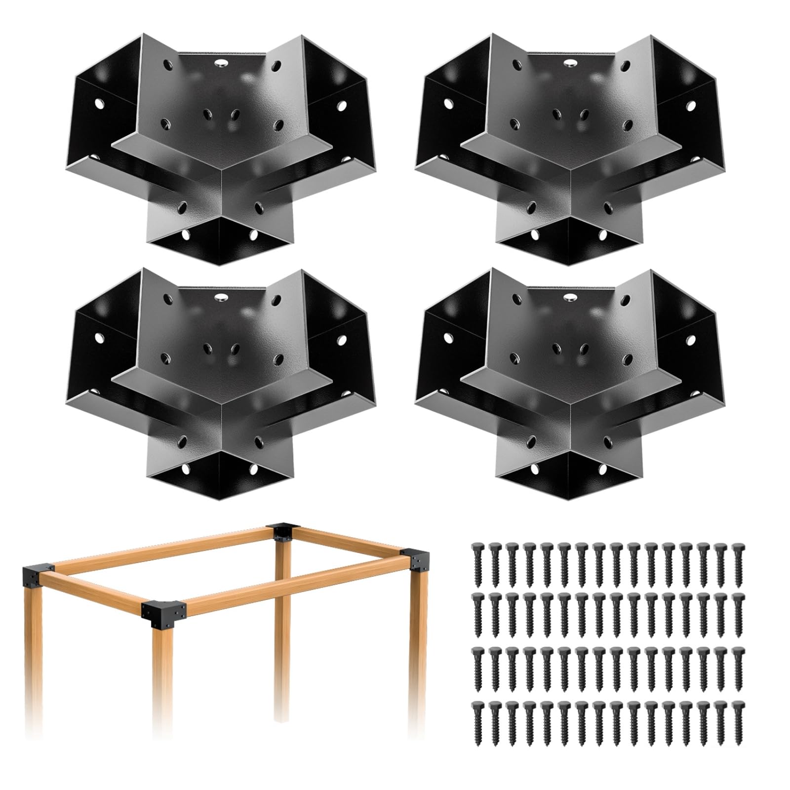 Amazon.com: Pergola Brackets 4x4 3-Way 4pcs Right Angle Corner Bracket ...