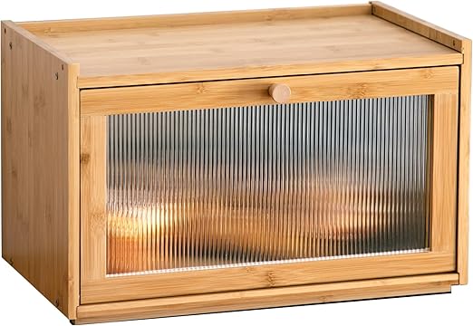 Amazon.com: Bamboo Bread Box for Kitchen Counter-Large Capacity Bread ...