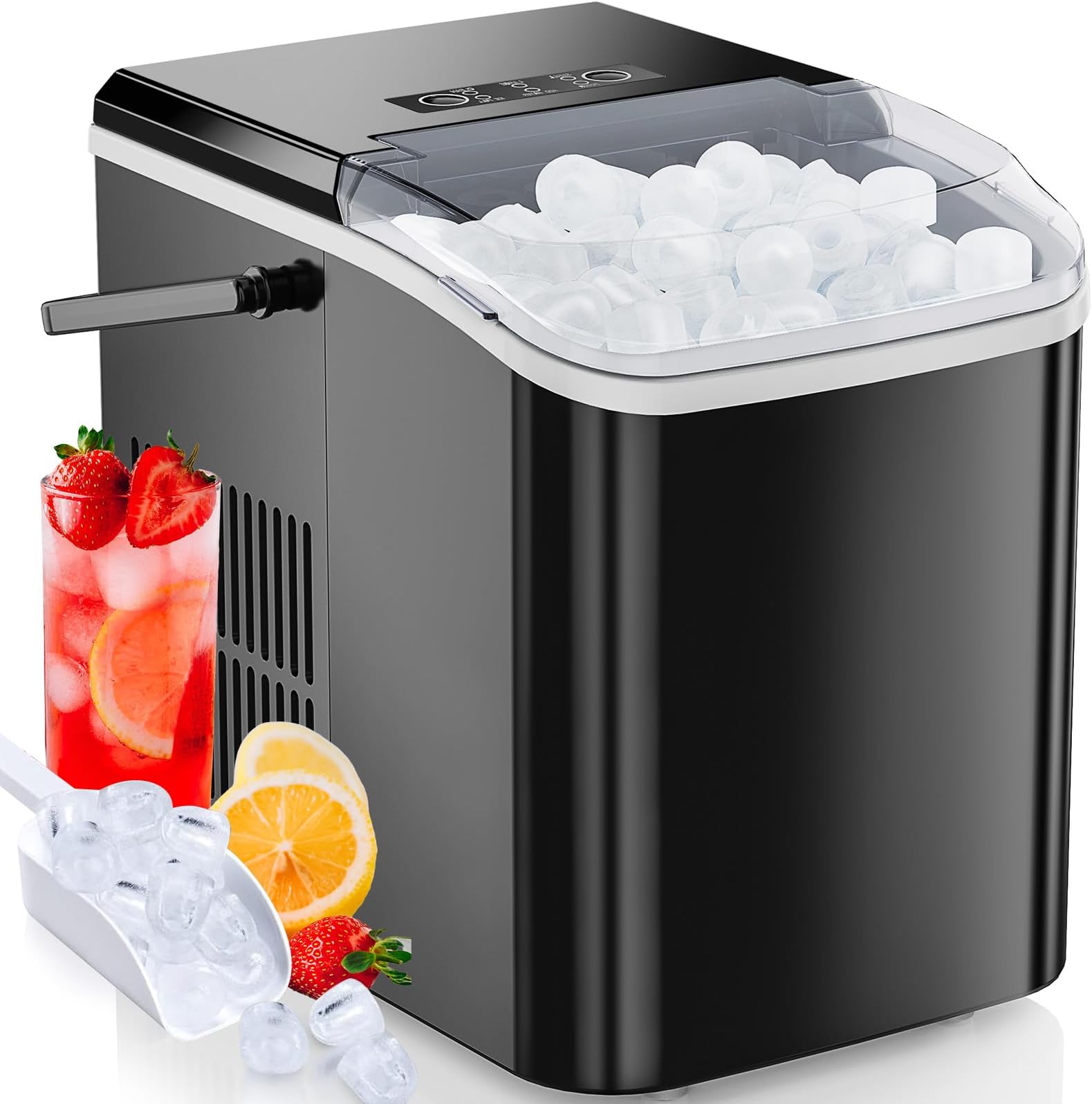 Amazon.com: Sweetcrispy Ice Maker Countertop, Portable Ice Machine Self ...