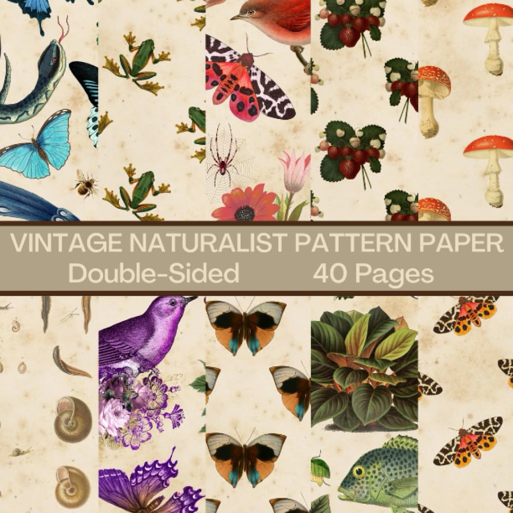 Vintage Naturalist Scrapbook Paper 40 Pages 20 Sheets: Nature Pattern ...