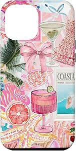 Amazon.com: iPhone 12 Pro Max Summer Coastal Coquette Cocktail Palm Tree & Pink Bow Case : Cell ...