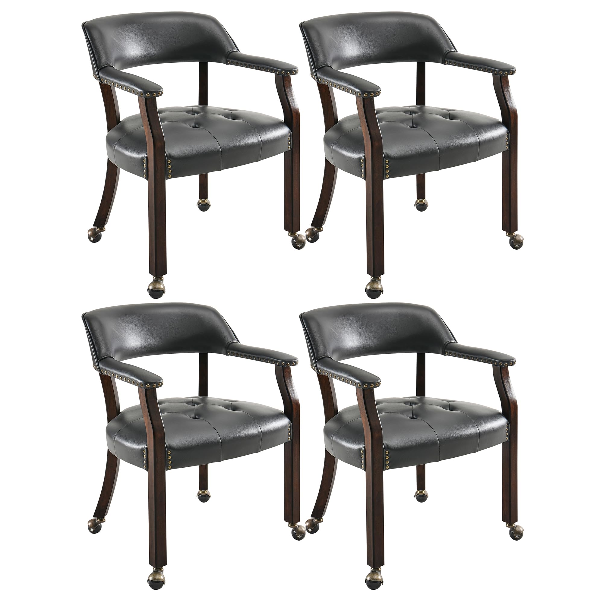 Amazon.com: LEEMTORIG Set of 4 Large Dining Chairs with Casters and ...