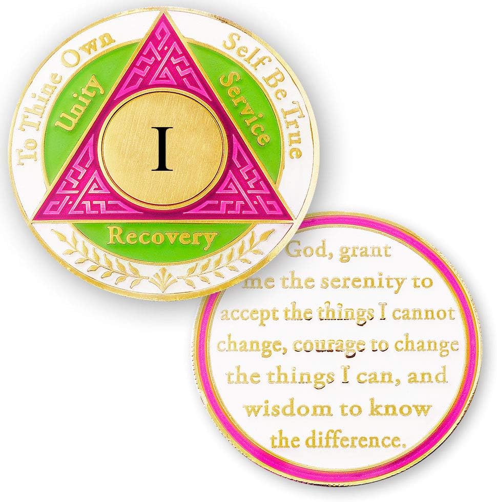 Amazon.com: 1 Year AA Medallions Sobriety Coin - Alcoholics Anonymous ...