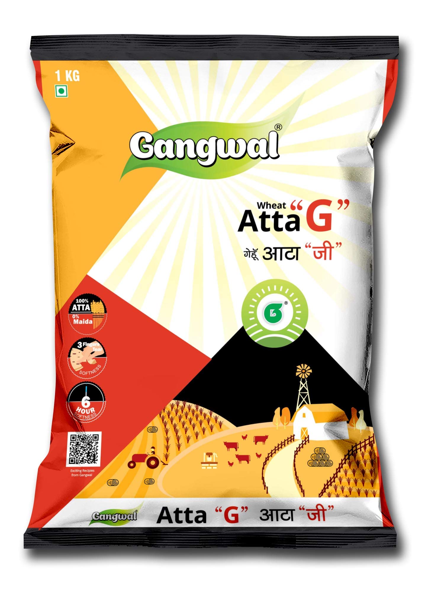 Buy Gangwal Atta G - 1Kg | MP Gehu Atta Chakki Fresh Atta | 100% Whole ...