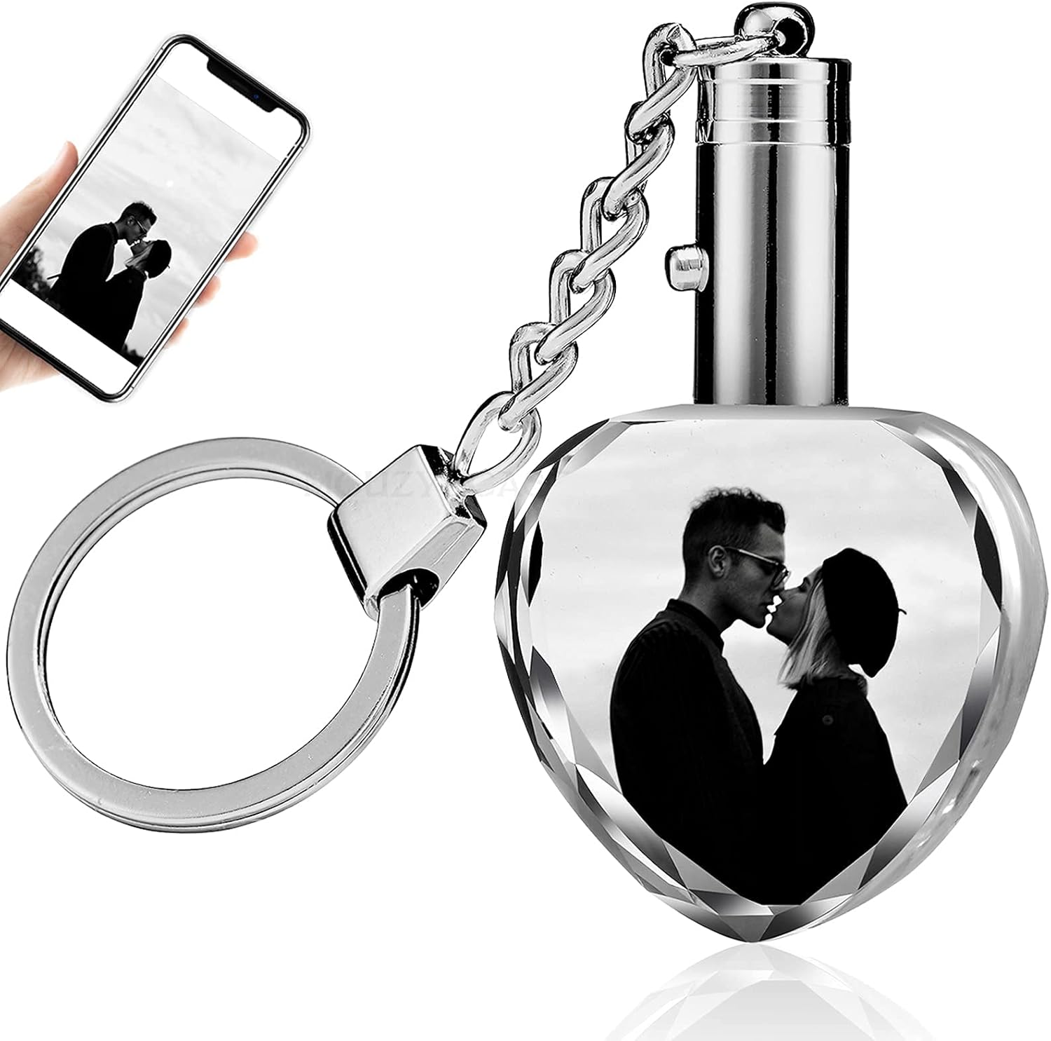 MOUZYLCASE Personalized Crystal Photo Keychains Custom Picture Key ...