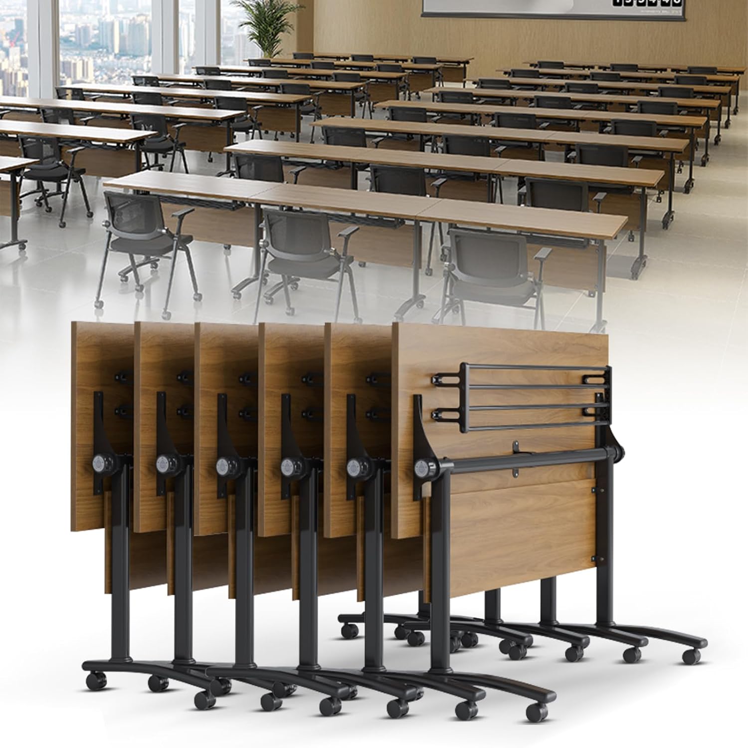 Amazon.com: 6 Pack Folding Conference Tables, 4.6FT Modern Rolling ...