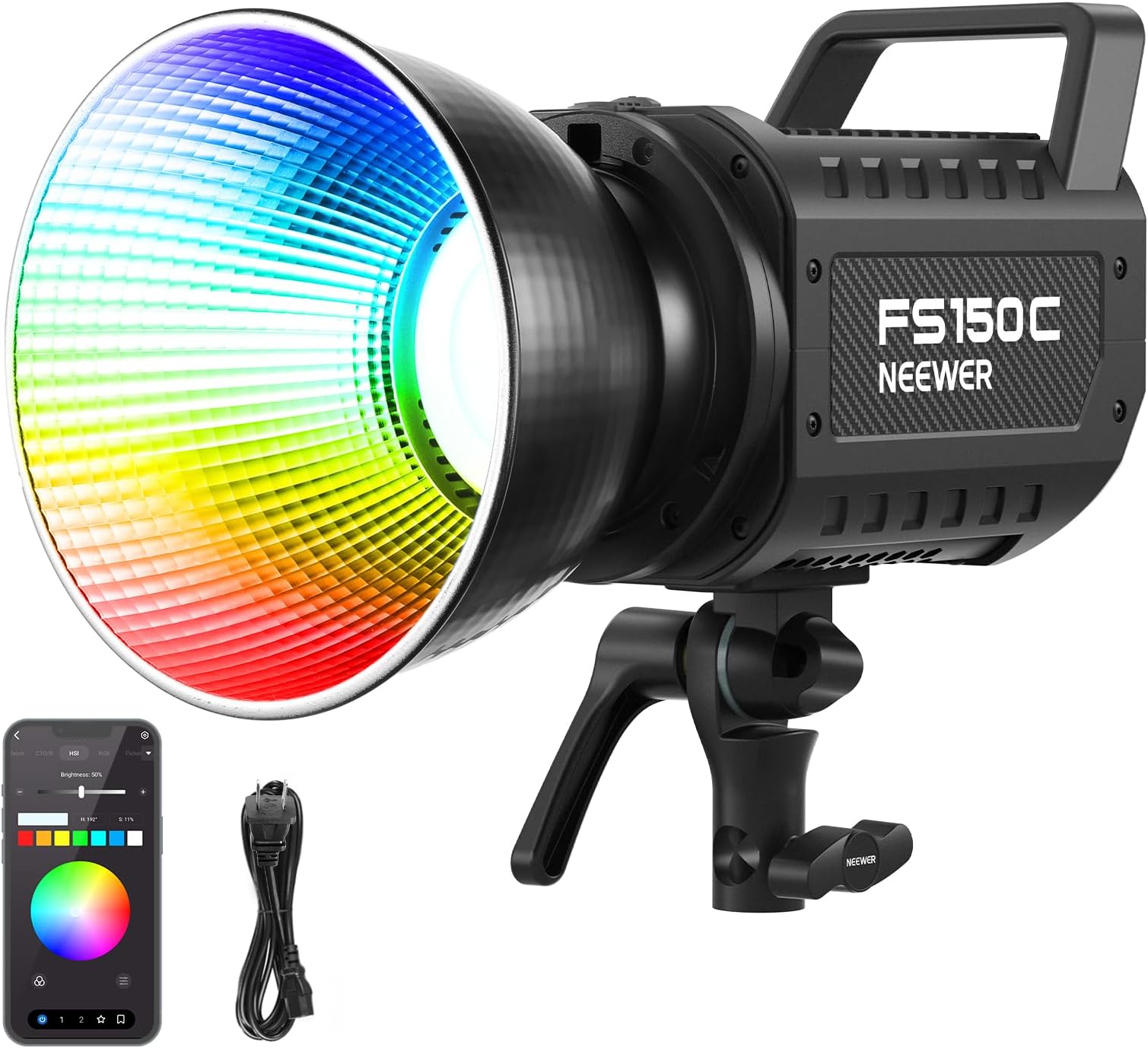 Amazon | NEEWER CB60 RGB LEDビデオライト 70W 撮影ライト COBライト 2.4G/APP制御 撮影用照明 高輝 ...