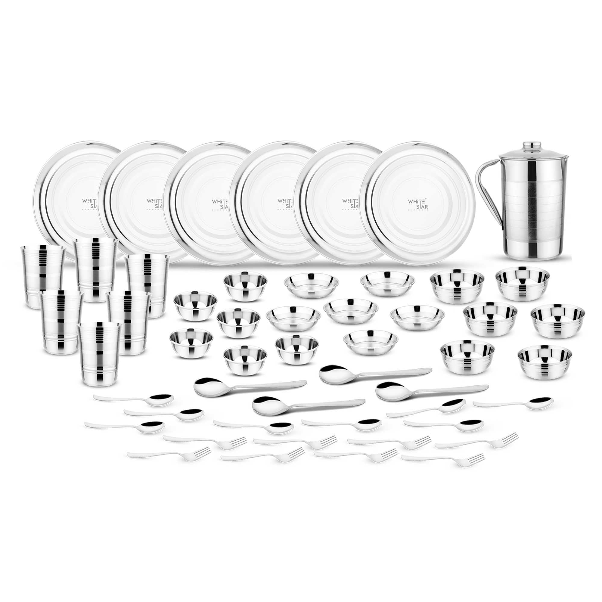 WhiteStar Stainless Steel Dinner Set of 51-Pieces, Silver - Highly ...