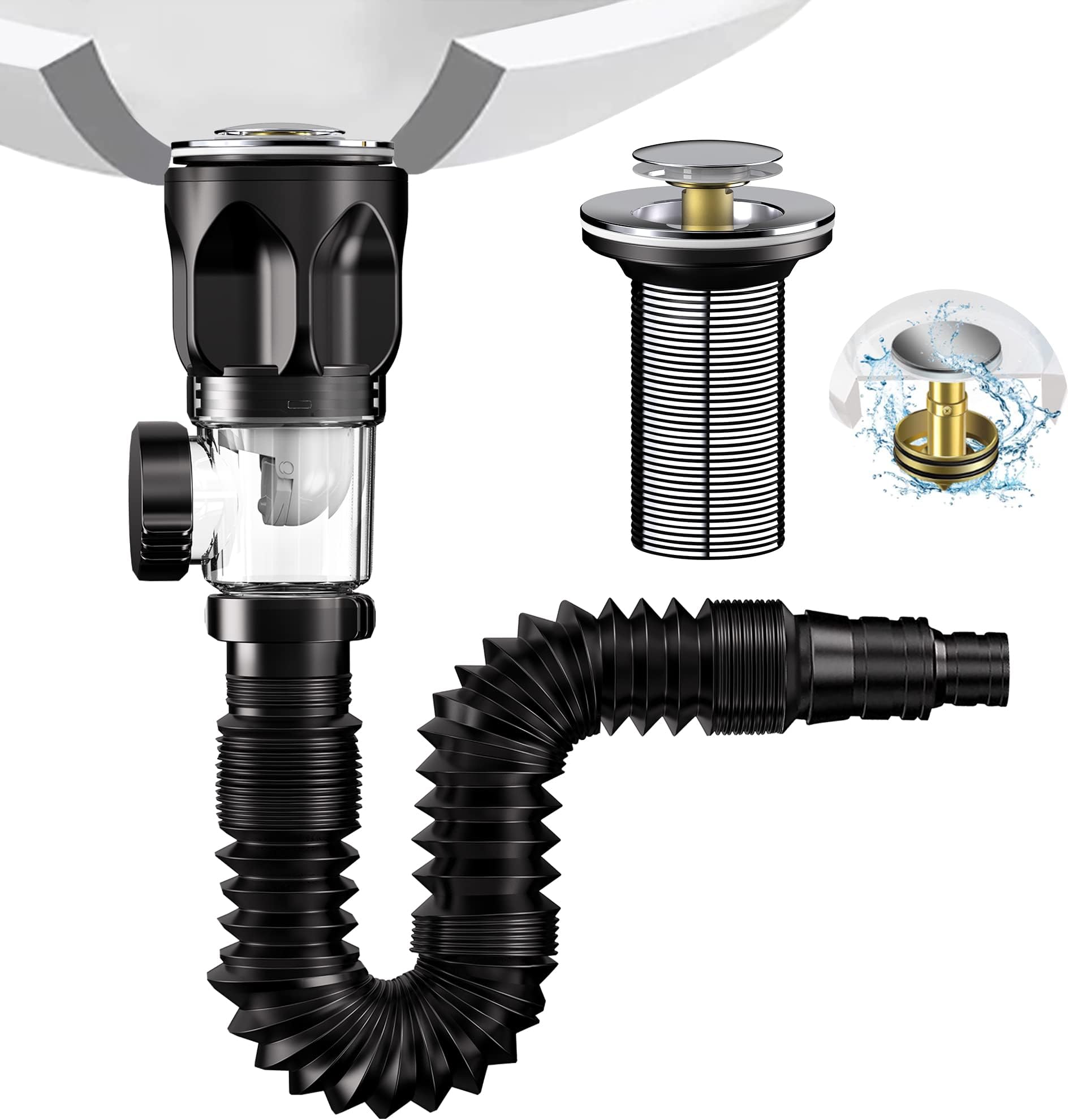 Amazon.com: pzlobiet Bathroom Sink Drain Kit, Sink Drain Pipe with ...