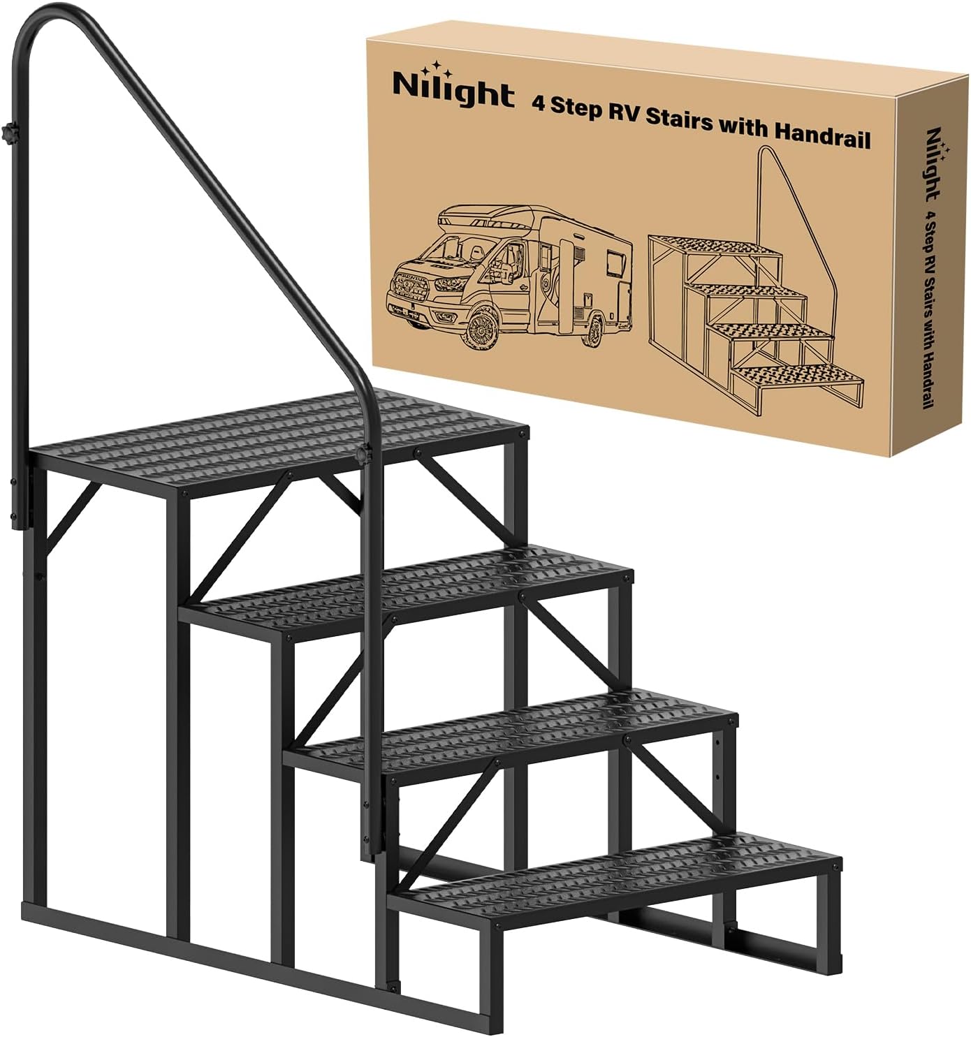 Amazon.com: RV Steps with 2 Handrails, Hot Tub Steps Outdoor, 5 Step ...