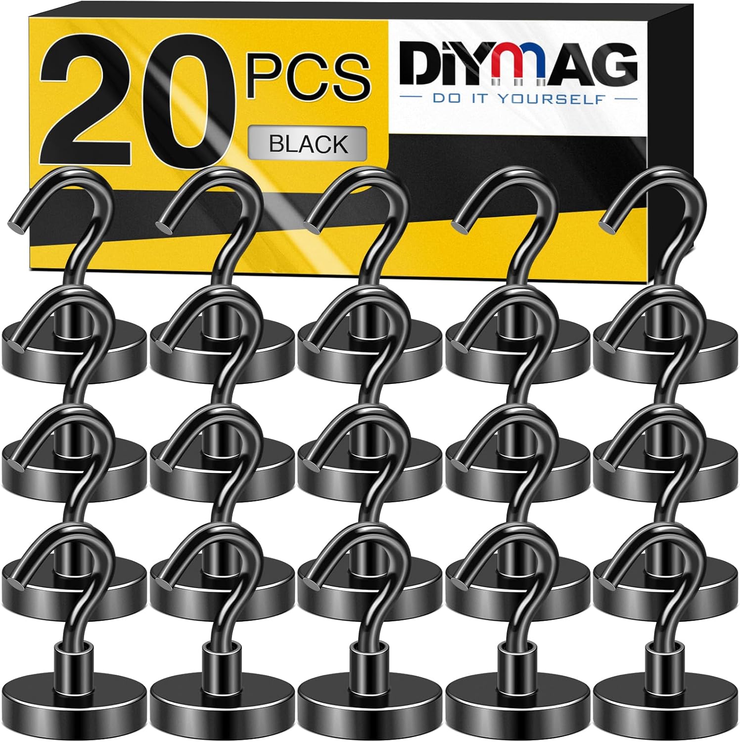 Amazon.com: DIYMAG Black Magnetic Hooks, 118 LB Heavy Duty Strong ...