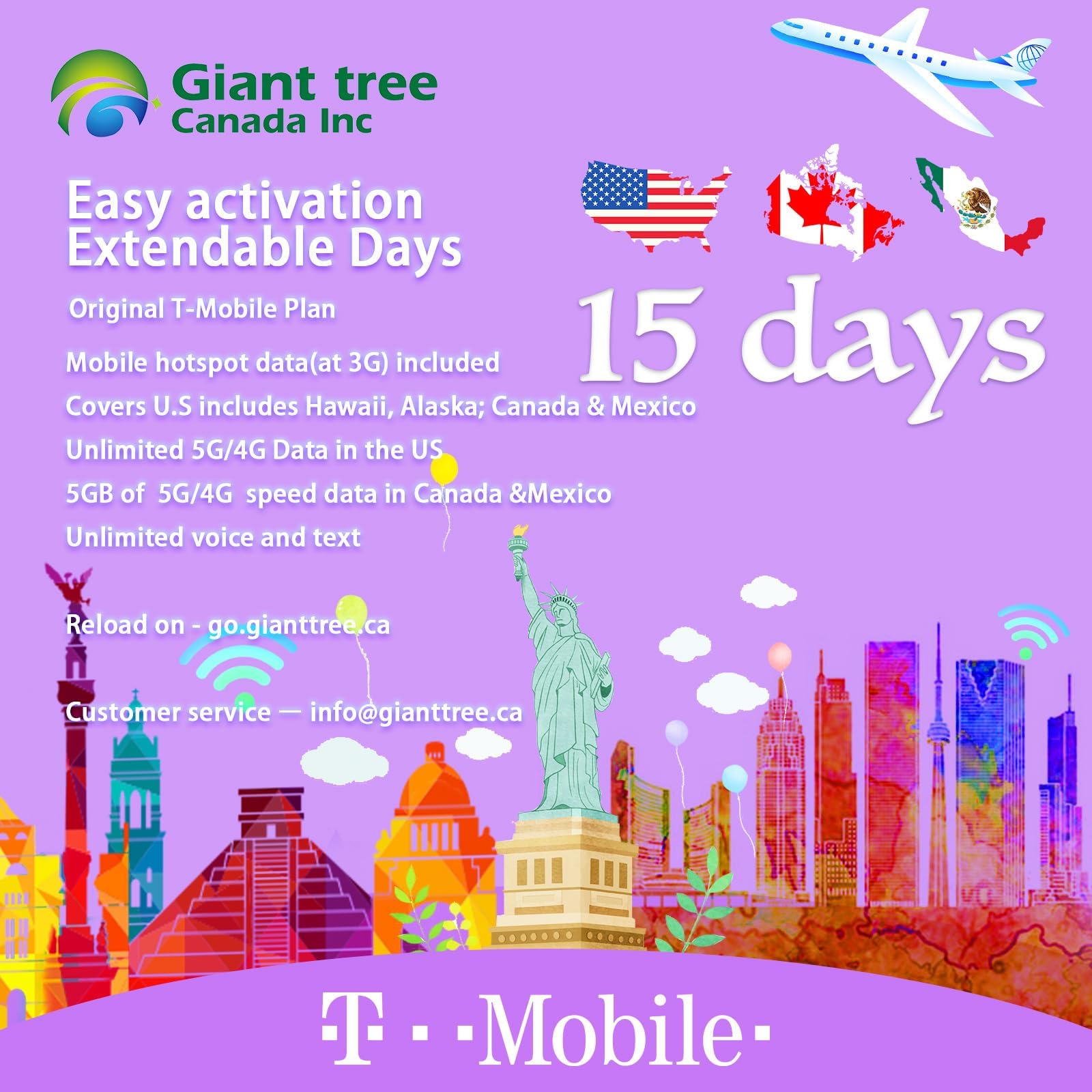 North America Mobile Travel Plan(USA Travel sim Card): Flexible Days(15 ...