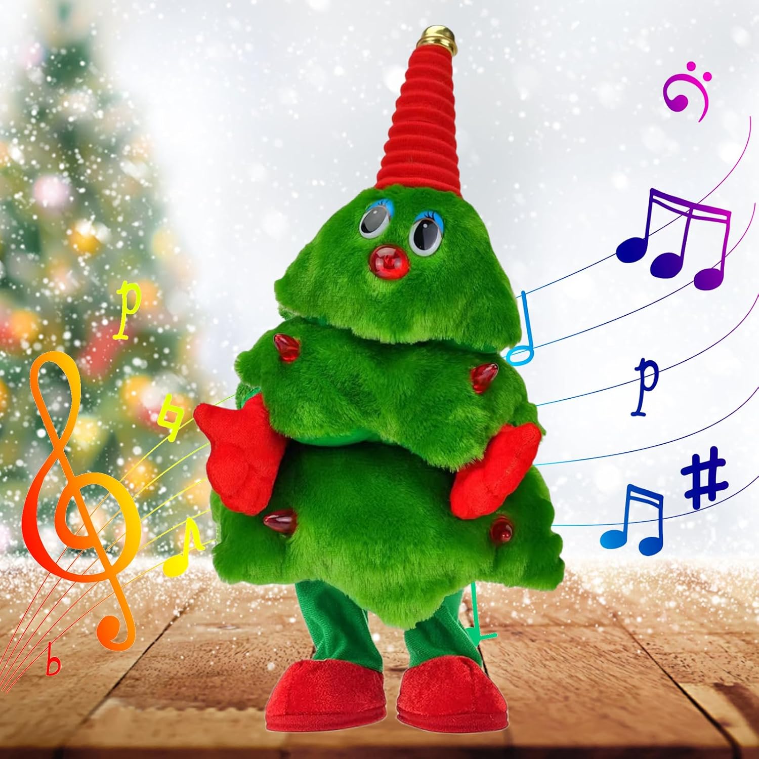 Berelin Singing Dancing Christmas Tree Plush Toy with Light Up, 14.96 ...