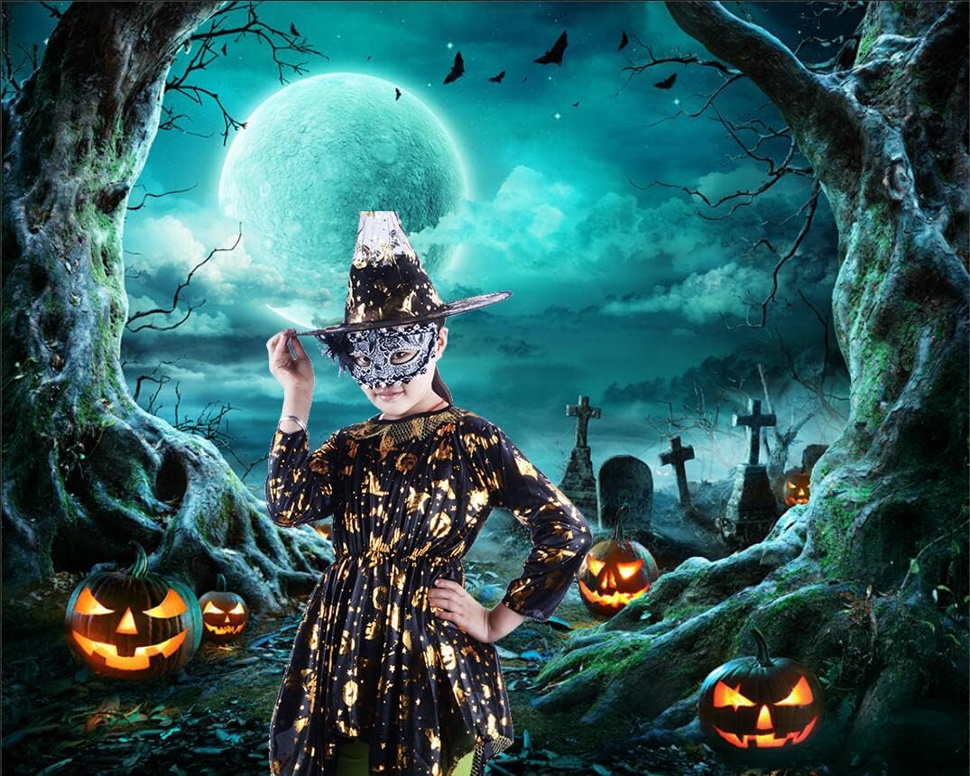 Haosphoto Halloween Backdrop 7X5FT Hallowmas Horror Moon Night Vinyl ...