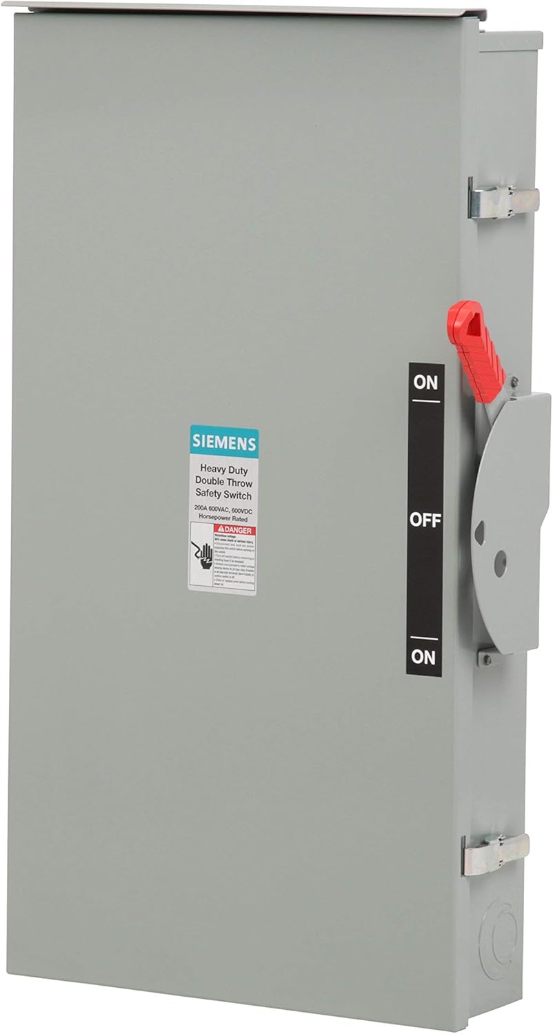 Siemens DTNF364R 200-Amp 3 Pole 600-volt 3 Wire Non-Fused Double Throw ...