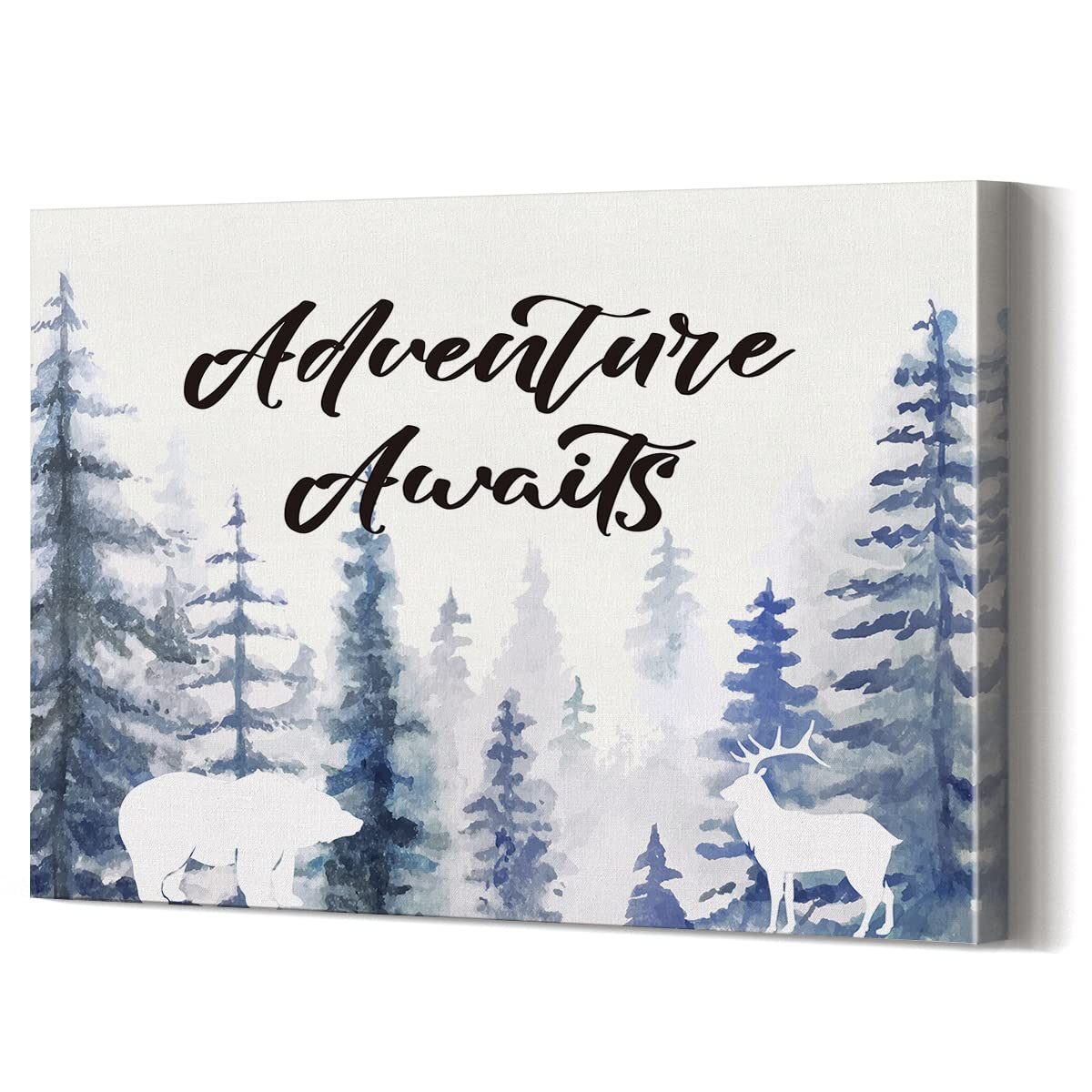 Amazon.com: Adventure Awaits Woodland Forest Print Canvas Wall Art ...