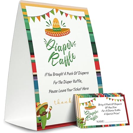 Amazon.com: Big Dot of Happiness Let's Fiesta - Diaper Shaped Raffle ...