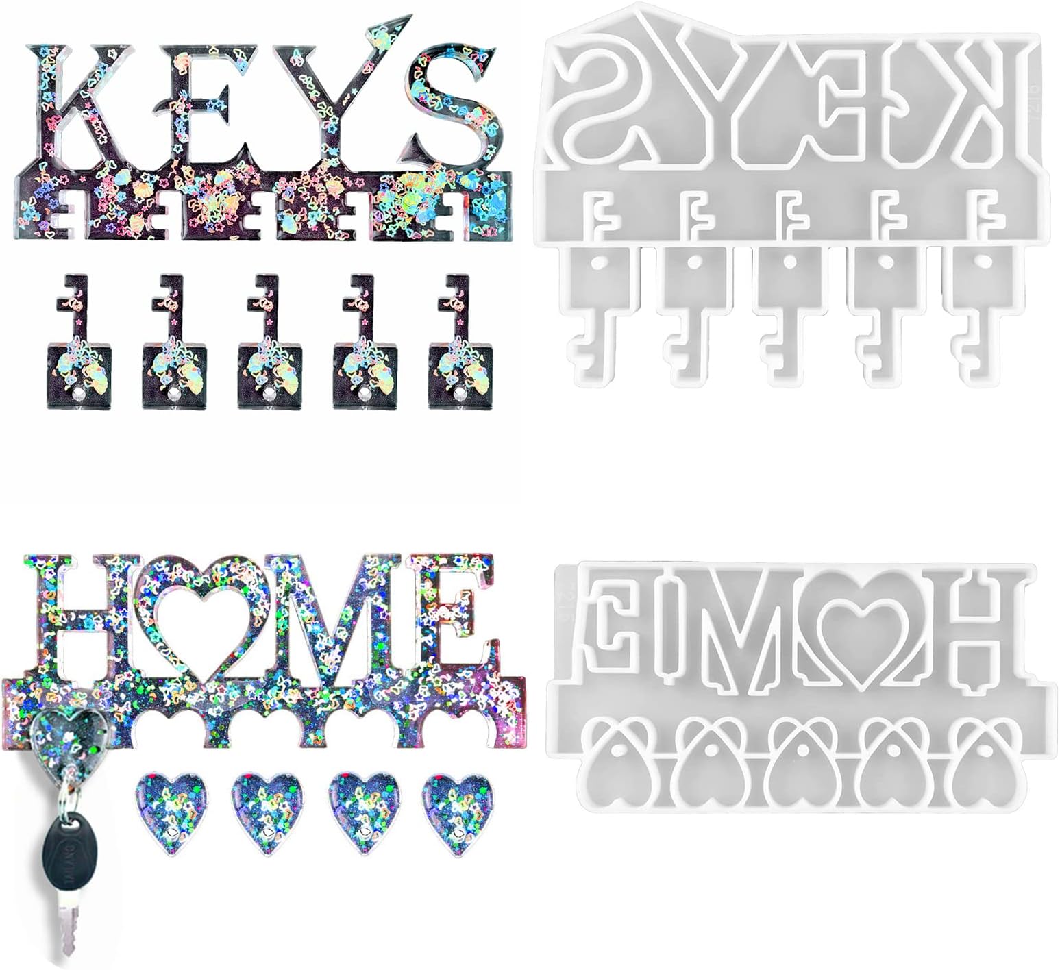 Amazon.com: 2Pcs Key Holder Resin Molds Wall Decor Mold Unique Silicone ...