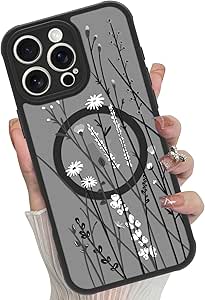 Amazon.com: MOWIME Phone Case for iPhone 16 Pro Max White Flower | Magnetic, Compatible with ...