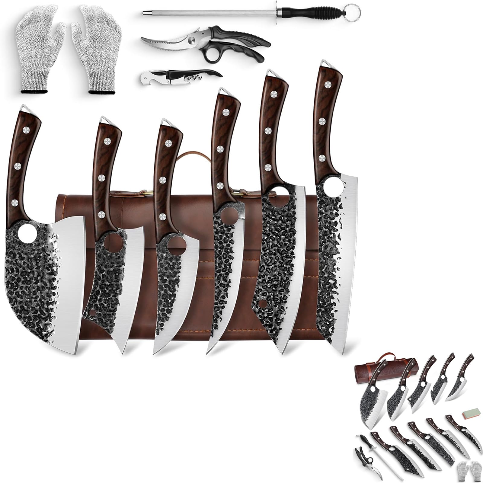 Amazon.com: Serbian Chef Knife Set, Gift for Dad, Hand Forged Knife Set ...