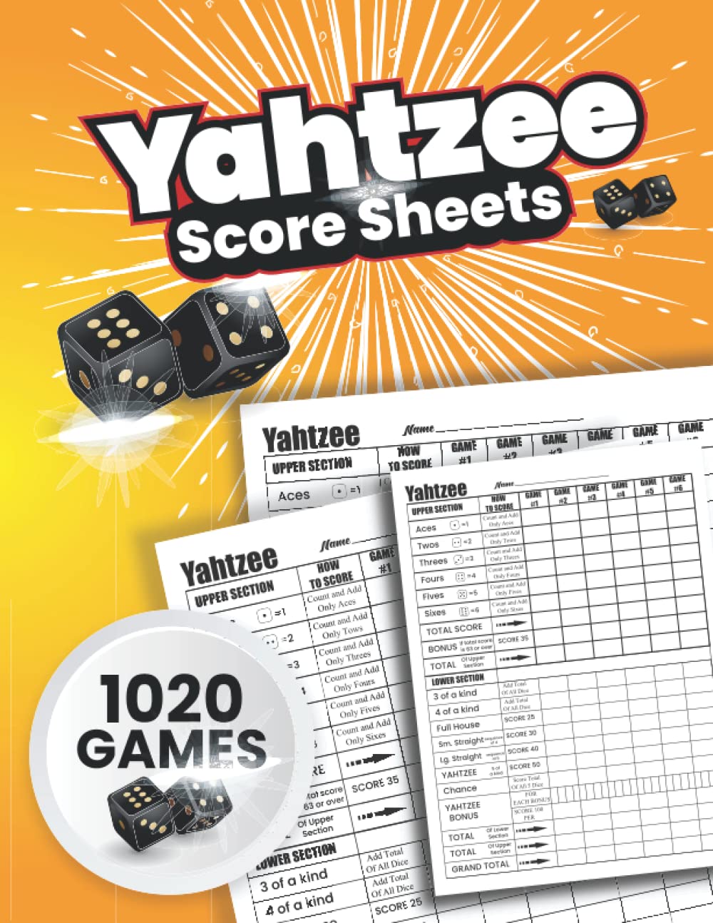 Buy Yahtzee Score Sheets: 170 NON PERFORATED Scorekeeping Yahtzee Dice ...