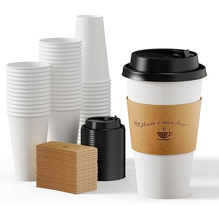 Amazon.com: YEEHAW Coffee Cups with Lids Upgraded [16 oz 100 pack ...