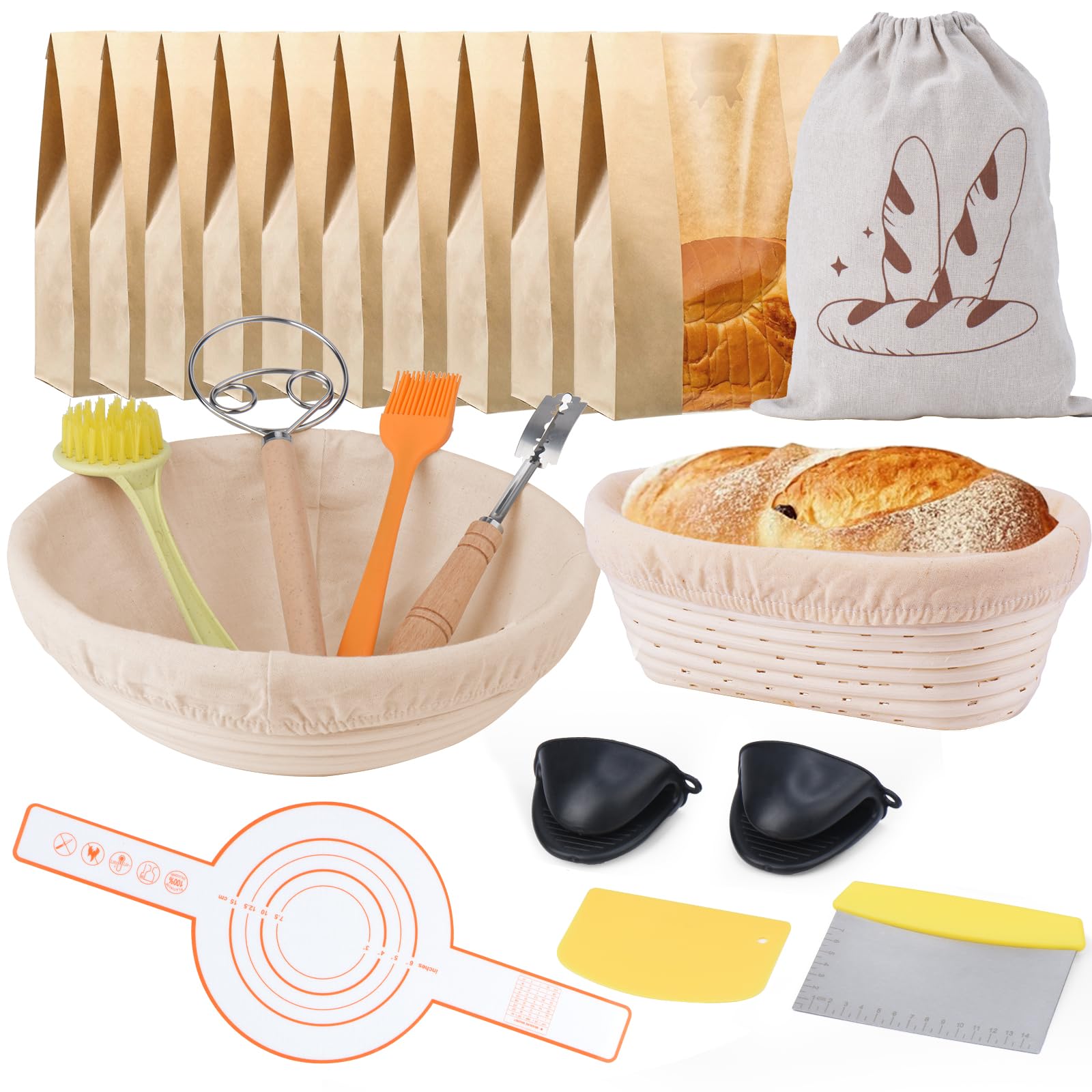 Amazon.com: Sourdough Bread Baking Supplies,10 inch Oval & 10 inch ...